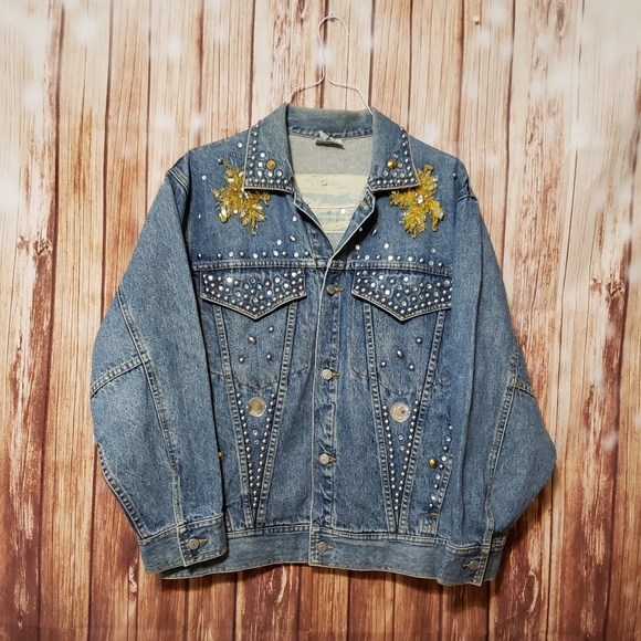 Jackets & Coats | Vtg 8s Freego Demin Jeweled Jacket | Poshmark